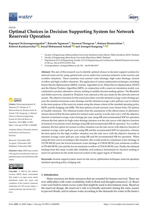 Pdf Optimal Choices In Decision Supporting System For Network Reservoir Operation