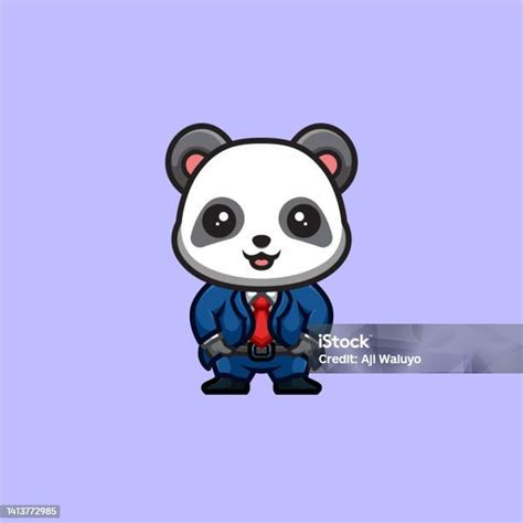 팬더 비즈니스 귀여운 크리에이티브 카와이 만화 마스코트 로고 개념에 대한 스톡 벡터 아트 및 기타 이미지 개념 경영자