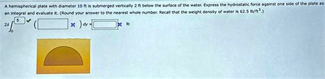 Solved A Hemispherical Plate With Diameter 10ft Is Submerged Vertically 2ft Below The Surface