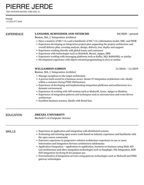 Integration Architect Resume Samples Velvet Jobs