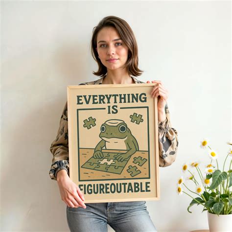 Everything Is Figureoutable Frog Poster Motivational Wall Art Japandi