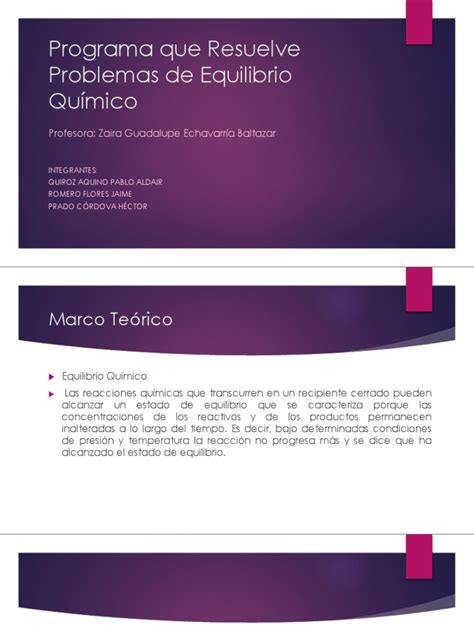 Presentacion Matlab Modificada Pdf Equilibrio Químico Reacciones