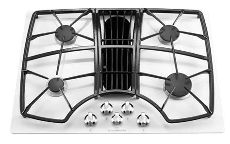 KitchenAid KGCD807XWW Kitchenaid 30 Inch 4 Burner Downdraft Gas Cooktop