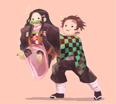 Kamado Nezuko And Kamado Tanjirou Kimetsu No Yaiba Drawn By Qiinamii Danbooru