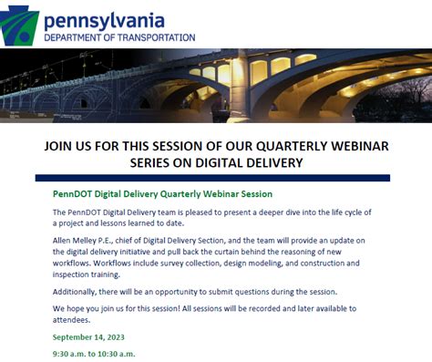 Youre Invited Penndot Digital Delivery Webinar Series Thursday