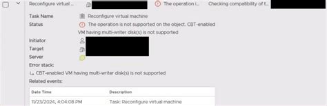 error cbt enabled vm having multi writer disk s is