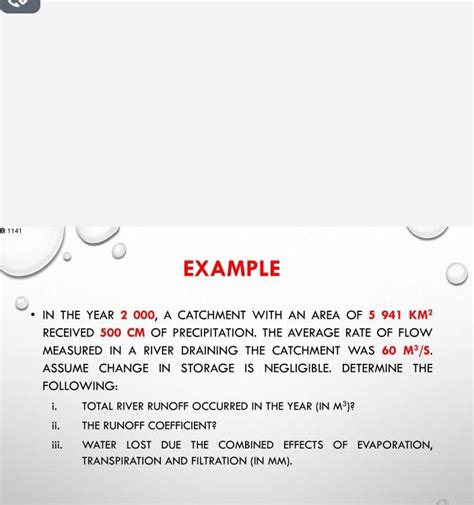 Solved IN THE YEAR A CATCHMENT WITH AN AREA OF Chegg