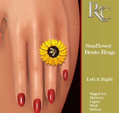 Second Life Marketplace Pkc Sunflower Bento Rings