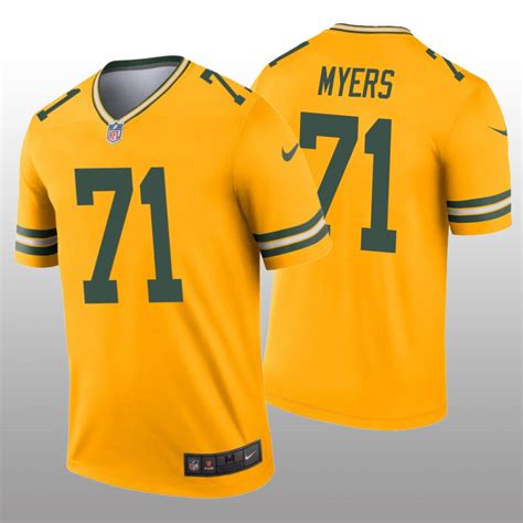 Green Bay Packers Josh Myers Gold Jersey Inverted Legend Mens