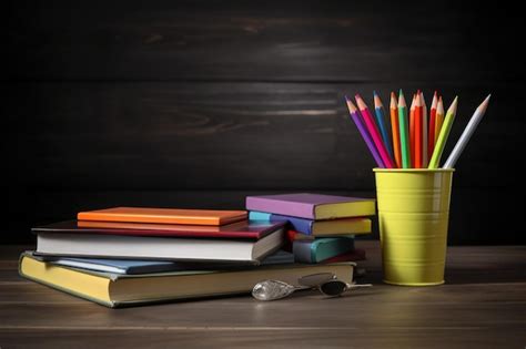 Premium Photo School Books On Desk Education Concept