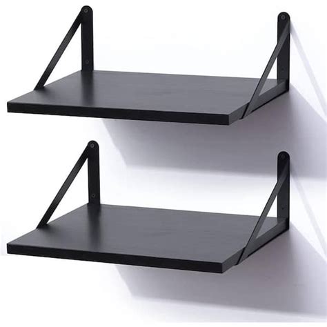 Cubilan 17 In W X 12 In D Black Wood Composite Decorative Wall Shelf