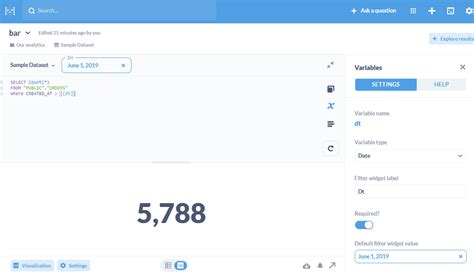 Native Query Explore Results Button Doesnt Pull Through Variables · Issue 19041 · Metabase