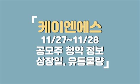 케이엔에스 수요예측 결과 공모가 확정 23000원 좋은 결과 공모주 청약 기관투자자 경쟁률 의무보유확약 네이버 블로그