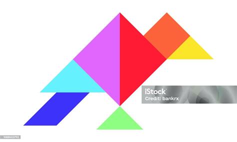 흰색 바탕에 새 모양에 색상 Tangram 퍼즐 칠교놀이에 대한 스톡 벡터 아트 및 기타 이미지 칠교놀이 개념 건설 산업