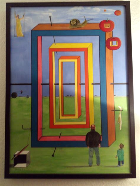 Mein Sohn Und Ich Vor R Tselhafter Landschaft Menschen Pinsel Bunt