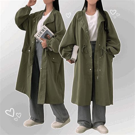 남여공용빅사이즈커플템 라이트 홑겹 오버핏 야상 롱 자켓 2color 봄아우터봄옷봄신상빈티지 에이블리