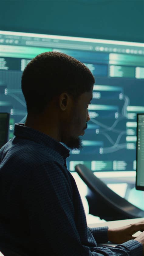 Vertical Governmental Hackers Analyzing Data For Cyber Threat Detection