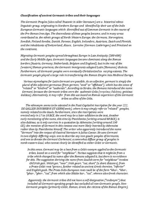 Classification Of Ancient Germanic Tribe The Descendants Of These Peoples Became And In Many