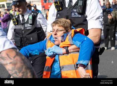 London Uk 6th Oct 2022 Just Stop Oil Protesters Block Roads Around
