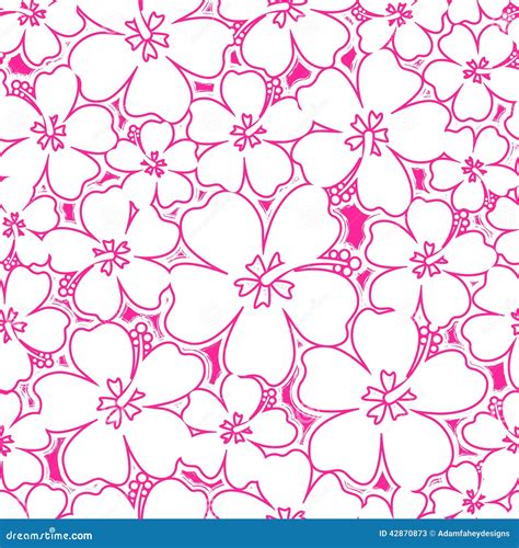 L Ibisco Tropicale Fiorisce Il Modello Senza Cuciture Illustrazione Vettoriale Illustrazione