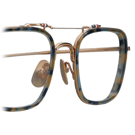 Thom Browne Titanium Square Eyeglasses Tortoiseshell Gold Thom
