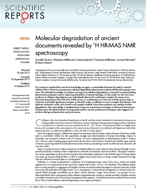 Pdf Cellulose Degradation In Ancient Paper Documents