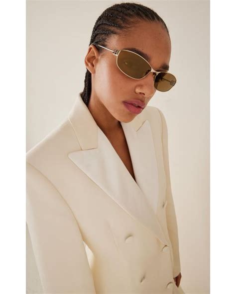 Balenciaga Rectangular Frame Metal Sunglasses In Metallic Lyst