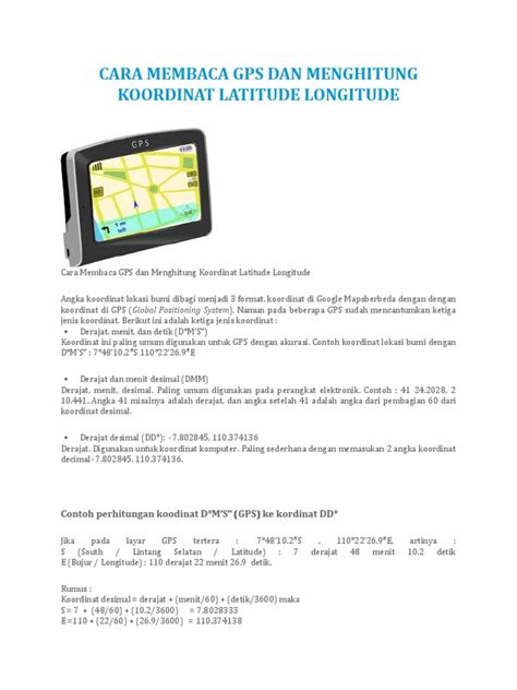 Cara Membaca Gps Dan Menghitung Koordinat Latitude Longitude Pdf