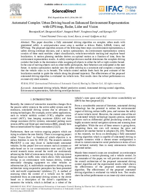 Pdf Automated Urban Driving With Multisensor Fusion