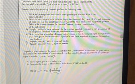 Solved Generate A Time Vector T From 0 To 8 Ms With A Step Chegg