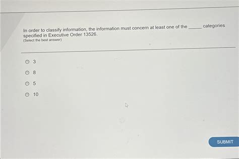 In Order To Classify Information The Information