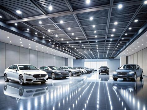 Premium Photo A Car Showroom With A Silver Roof And Lights On The Ceiling