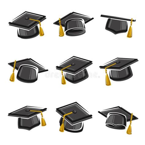 Graduation Cap Set Vector Stock Vector Illustration Of Grad 46027427
