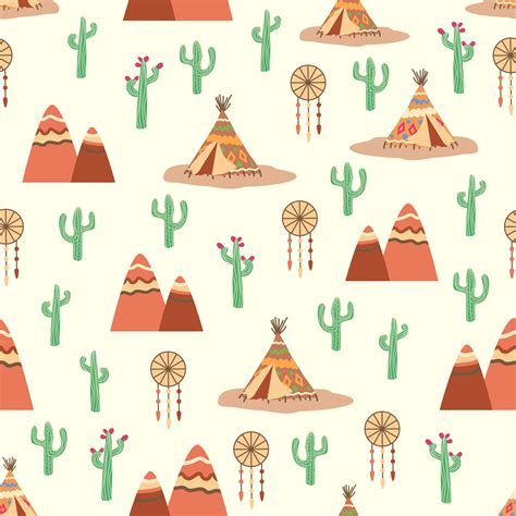 Teepee Pattern Wigwam Native American Summer Tent Illustration Indian