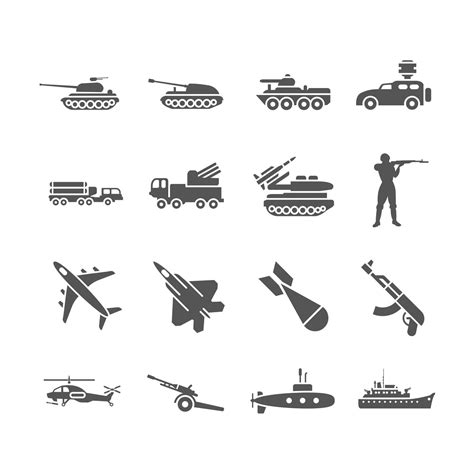 Army Military Vector Icons Set By Microvector Thehungryjpeg