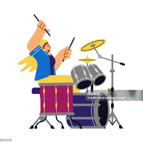 막대기로 드럼을 연주하는 여성 흰색 배경에 고립 된 플랫 벡터 일러스트레이션 공부에 대한 스톡 벡터 아트 및 기타 이미지 공부 교실 교육 Istock