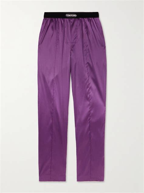 Tom Ford Velvet Trimmed Stretch Silk Satin Pyjama Trousers ShopStyle