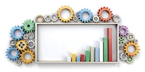 D Border Frame With Gears And Bar Chart For Process Concept Business Process Illustration With