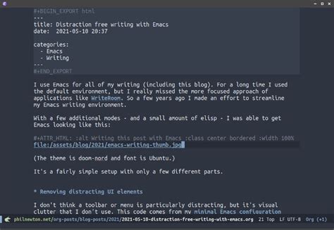 Distraction Free Writing With Emacs Philnewton Net