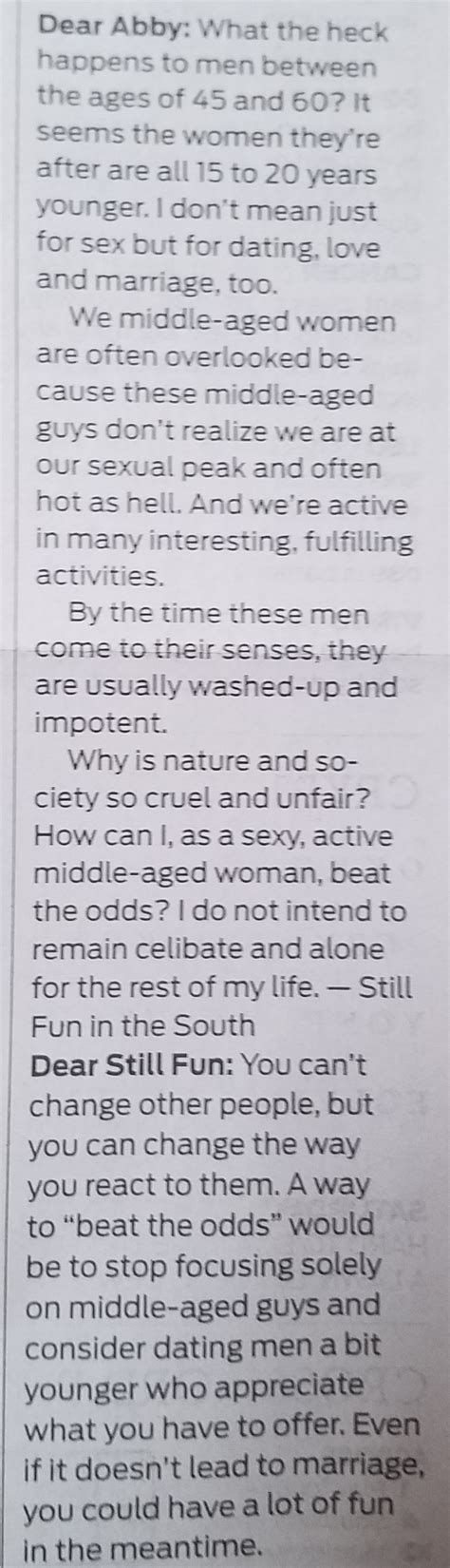 Sexy Active Middle Aged Woman Complains To The Newspaper Advice Column WhereAreAllTheGoodMen