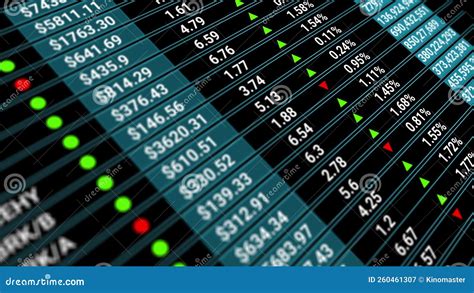Digital Tableau Of Stock Market Values Companies Indexes Evolving