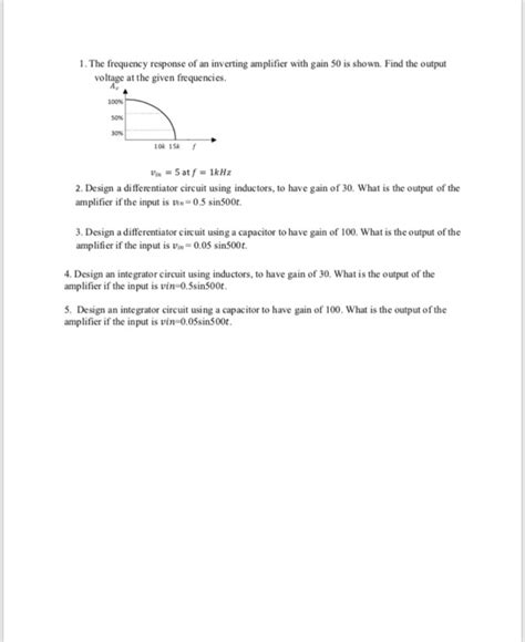 solved 1 the frequency response of an inverting amplifier