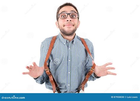 Nerd Posing Stock Photo Image Of Geek White Nerd Happy 87950030