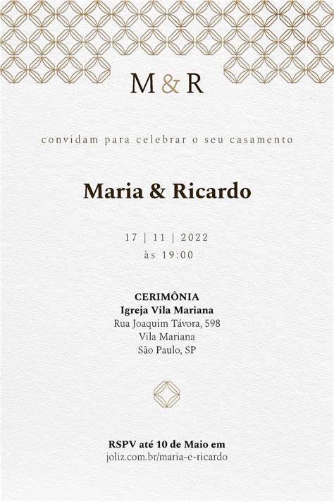 Convite Convite De Casamento Simples para Editar Grátis