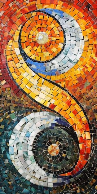 A Close Up Of A Colorful Mosaic Tile Design With A Sun Generative Ai Premium Ai Generated Image