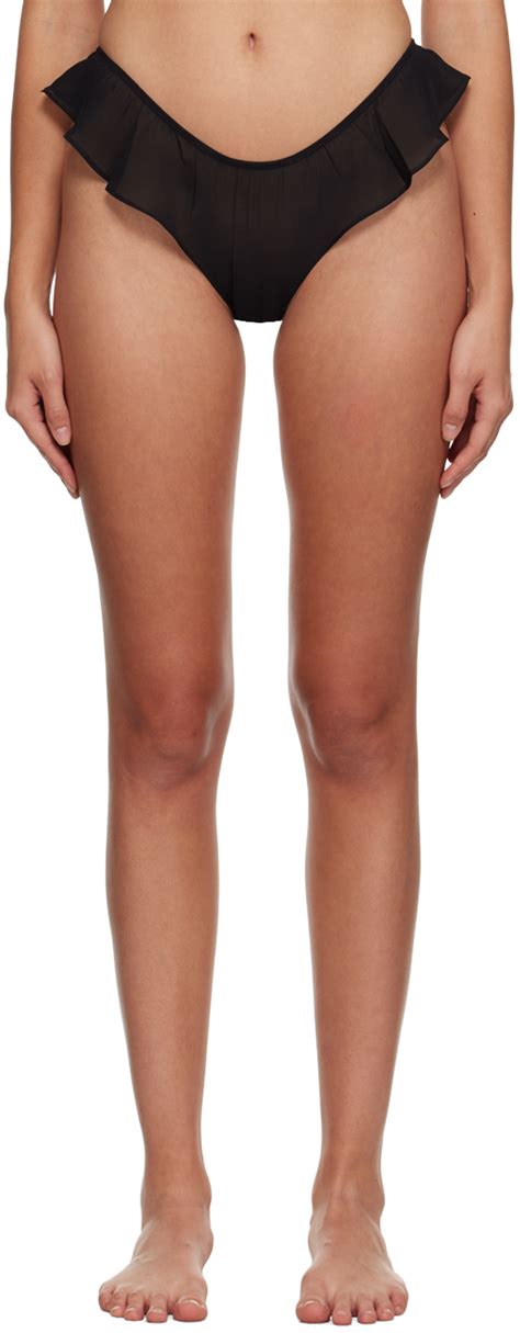Black Flutter Briefs By Fleur Du Mal On Sale