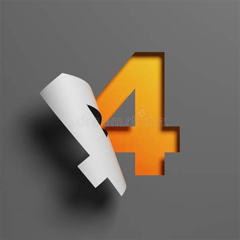Curl Paper Font 3d Rendering Number 4 Stock Illustration Illustration Of Note Letter 205221384