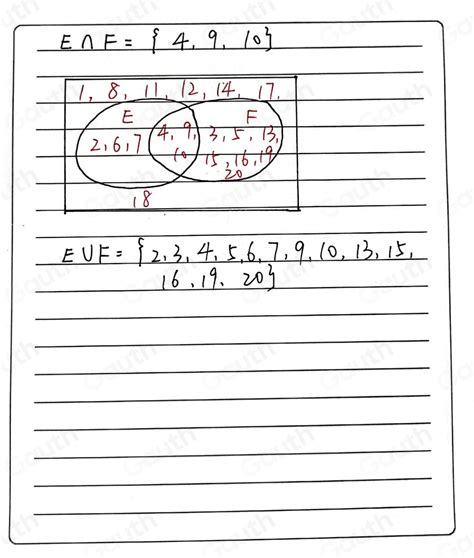 Solved The Set Of Whole Numbers From 1 To 20 Set E 2 4 6 7 9 10 Set F