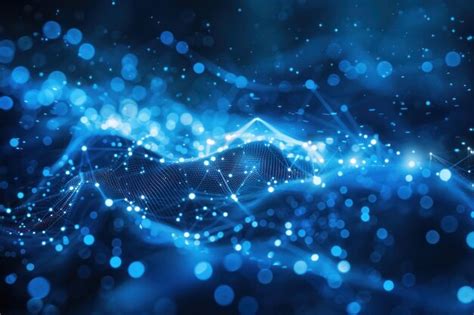 Abstract Blue Network With Glowing Points Premium Ai Generated Image
