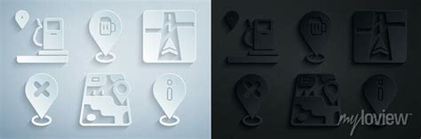 Set City Map Navigation Gps Device With Location Cross Mark Posters For The Wall • Posters